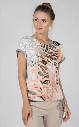 Passioni T-Shirt mit Text- und Animalprint-Mix