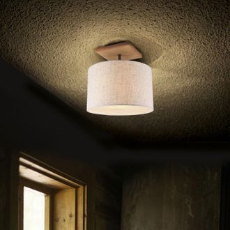 Trio Plafonnier Elmau 1xE27 Nickel Et Abat-jour Sable &Oslash;35 cm Lighting