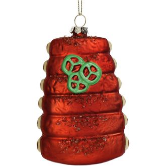 HD Collection Christbaumschmuck Glas 10,7cm - Grill Rippchen Figur zum Aufh&auml;ngen - handbemalt & mit Glitzer - Weihnachtsbaum Anh&auml;nger f&uuml;r Weihnachten - Christbauman