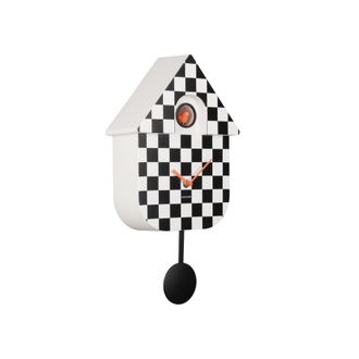 Karlsson Wall Clock Modern Cuckoo Checker ABS Black