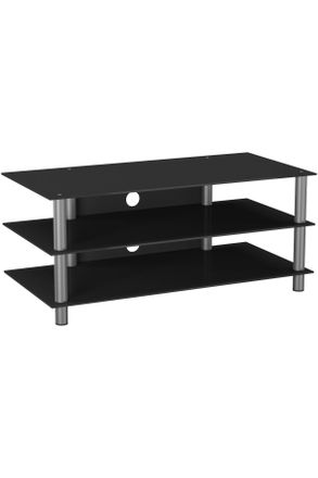 MID.YOU Mid.you Phonotisch, Schwarz, Silber, Glas, Metall, rechteckig, 110x45x42 cm, Kabelkanal, Kinder- & Jugendzimmer, Jugendm&ouml;bel, Phonom&ouml;bel