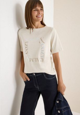 Cecil Rundhalsshirt mit Frontprint, kurzarm