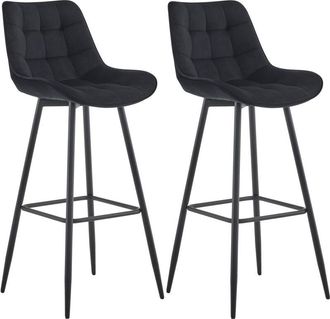 Clp Lot de 2 tabourets de bar Dartford Noir Velours