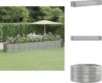 vidaXL Lit sur&eacute;lev&eacute; de jardin Acier enduit de poudre Argent&eacute; - Jardiniere Sur&eacute;lev&eacute;e - Bac &Agrave; Fleurs - Pot De Fleurs Ext&eacute;rieur - D&eacute;coration Jardin - Plante
