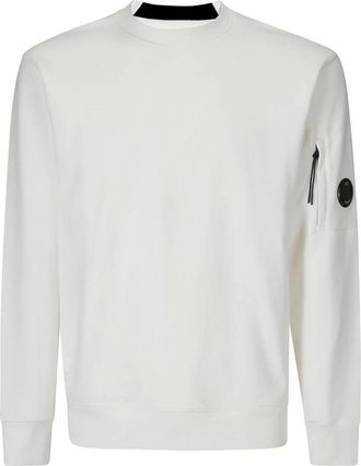C.P. Company C.p. Company, Homme, Sweatshirts et sweats &agrave; capuche, Blanc, Taille: XL Pull en Polaire Blanc avec Poche &agrave; Fermeture &Eacute;clair