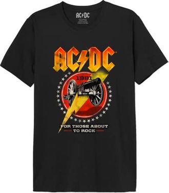 AC/DC « 1981 for Those Who About to Rock » MEACDCRTS035 T-Shirt Homme, Noir, Taille XL