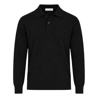 Paolo Pecora Langarm Merino Polo - - Tops - Herren - Schwarzk - S