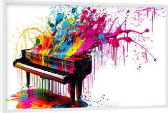 artboxONE Poster mit wei&szlig;em Rahmen 30x20 cm Abstrakt Buntes Klavier - Bild bunt Klavier Mehrfarbig