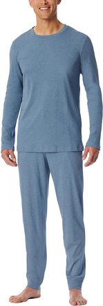 Schiesser Herren kurz V-Ausschnitt-Comfort Nightwear Nachthemd, blau-Jaspe_181919, 58