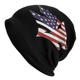 Generic Unisexe Bonnet &Agrave; Revers Drapeau du Loup Bonnet dhiver Doux Bonnets De Ski Chaud Hiver Chapeaux pour Hiver Ski Course