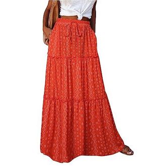 Generic Jupe Longue Femme ete Jupon Boheme Plage 2025 Chic et Elegant Trapeze Jupe Boheme