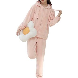 Generic Pyjama confortable pour femme - Haut de pyjama d&eacute;contract&eacute; &agrave; revers crant&eacute; Pantalon &agrave; jambe droite L&eacute;ger Coupe ajust&eacute;e Tenue de d&eacute;tente avec poches Mo