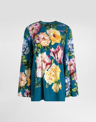 Dolce & Gabbana Peony-print Charmeuse Top - Frau Collection Mehrfarbig 44
