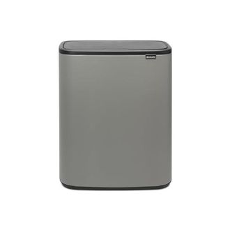 Brabantia 223129 Bo Touch Abfalleimer, mit 1 x 60-Liter-Inneneimer (Mineralbeton-Grau), Abfall- / Recyclingeimer für die Küche mit herausnehmbaren Fächern und g