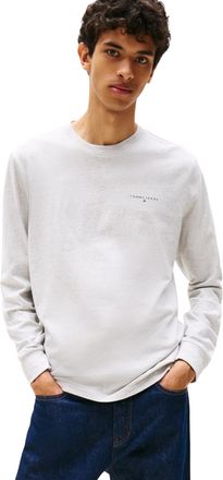 Tommy Jeans Herren Langarmshirt Slim Chest Linear aus Baumwolle, Grau (Lt Grey Htr), XXL