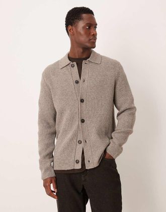 Mango Polo-Strickjacke in Braun-Brown