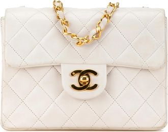 Chanel Hobo Bags - Mini Square Classic Lambskin Single Flap - Gr. unisize - in Wei&szlig; - f&uuml;r Damen