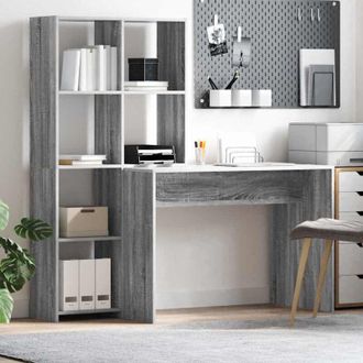 vidaXL Bureau Sonoma gris 138.5 x 55 x 143 cm Bois ding&eacute;nierie Vidaxl