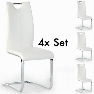 IDIMEX Lot de 4 chaises SABA, en synth&eacute;tique blanc