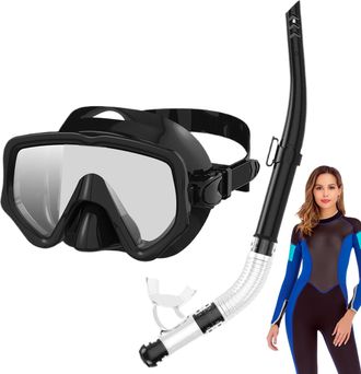 Generico Schnorchel: Schnorchelset mit trockenem Teil, Panorama-Brille aus Silikon mit breiter Sicht, vollst&auml;ndige Gesichtsabdeckung, Zubeh&ouml;r f&uuml;r Wassersport, 