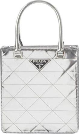 Prada Pre-owned Metallic Leather Satchel - - Pre-owned - Damen - Grau - ONE SIZE