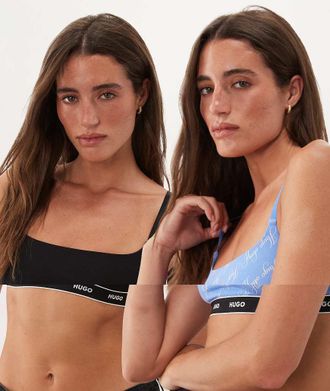 HUGO BOSS Bodywear 2er-Pack Bralette mit Allover-Logo-Blau