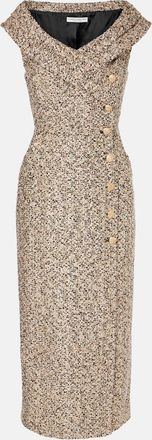 Alessandra Rich Off-Shoulder-Midikleid aus Tweed