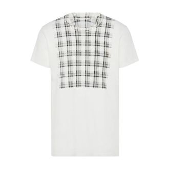 Maison Margiela Baumwoll-T-Shirt mit Karomuster - - Tops - Herren - Wei&szlig; - L
