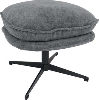 Hhg Tabouret rembourr&eacute; HHG-704, tabouret/repose-pieds repose-pieds ottomane tissu/textile chenille (370 g/m&sup2;), gris