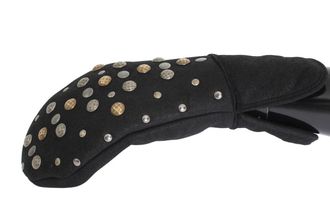 Dolce & Gabbana Mens Gray Wool Shearling Studded Gloves Merino