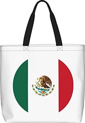 Generic Sac De Courses Drapeau Mexicain Du Mexique Sac Femme Plage Personnaliser Lavables Sacs En Toile Pour Femmes, Pour Filles, Shopping, &Eacute;cole, Voyage