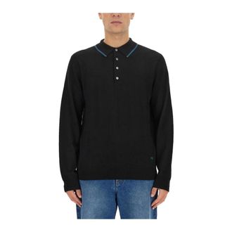 Paul Smith Strick-Polohemd mit langen &Auml;rmeln - - Knitwear - Herren - Schwarzk - 2XL