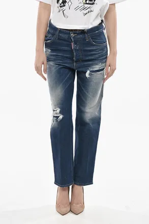 Dsquared2 Distressed Jeans with Floral Detail 20cm Dsquared2