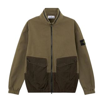 Stone Island Panama Baumwoll- und Nylon-Overshirt - - Jackets - Herren - Gr&uuml;n - M