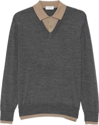 Paolo Pecora Langarm-Polohemd mit Lagen-Look - - Knitwear - Herren - Grau - XL