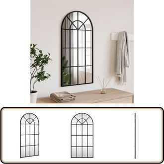 vidaXL Vidaxl - Wandspiegel Schwarz 40x80 cm Gewölbt Eisen - Wandspiegel - Schwarzer Spiegel - Badezimmerspiegel - Wohnzimmerspiegel - Schlafzimmerspiegel