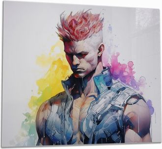 Wallario Herdabdeckplatte/Spritzschutz aus Glas, 1-teilig, 60x52cm mit 8mm hohen Füßen, für Ceran- und Induktionsherde, Bunter Krieger