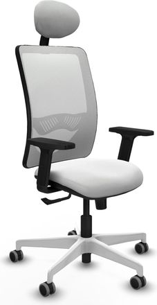 Piqueras y Crespo B&uuml;rostuhl, wei&szlig;e Rollen Zulema mit 2D-Armlehnen, h&ouml;henverstellbare Lendenwirbelst&uuml;tze und festes Kopfteil, ausgestattet mit 3 Positionen und Schneides