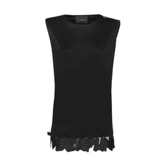 John Richmond &Auml;rmelloses Top mit Rei&szlig;verschluss und Zierkante - - Tops - Damen - Schwarzk - M