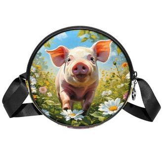 Generic Sac &agrave; bandouli&egrave;re rond pour femme, petit sac &agrave; bandouli&egrave;re avec fermeture &eacute;clair, bretelles r&eacute;glables, style d&eacute;contract&eacute;, pour femmes et filles