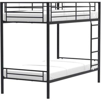 Les Tendances Les Tendances - Lits superposes separables 2 x 90 x 190 cm en metal - Noir - Sommiers inclus - abby