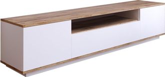 Vente-Unique TV-M&ouml;bel mit 3 T&uuml;ren & 1 Ablagefach - Wei&szlig; & Holzfarben - LOTULA