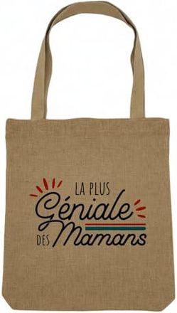 Fabulous Sac Shopping Tote Bag Aspect Lin - La Plus G&eacute;niale des Mamans M&egrave;re Famille Amour - Sac de Courses Toile Epaisse 360g Beige Naturel Cabas Port&eacute; Epaule 