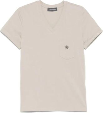 Lorena Antoniazzi Femme, Tops, Beige, Taille: 44 FR T-shirt taupe avec étoile encolure en V