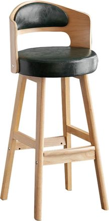 Generic K&uuml;chenbarhocker in Tresenh&ouml;he, gepolstert mit Kunstleder, R&uuml;ckenlehne, Holzbeinen und Fu&szlig;st&uuml;tze, 66/76 cm