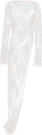 Generic 2026 Robes Minceur Mode Taille Haute Jambe Large Jeans D&eacute;contract&eacute; Dentelle Cordon Patchwork Slim Flared Denim Pants, blanc, S