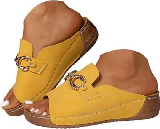 Generic Sandales compens&eacute;es orthop&eacute;diques pour femme 2026 habill&eacute;es confortables pour la marche, la plage, l&eacute;t&eacute; avec soutien de la vo&ucirc;te plantaire, bout ouver