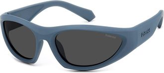 Polaroid Sunglasses Polaroid - Lunettes de soleil sport enveloppantes avec verres polaris&eacute;s gris - Bleu