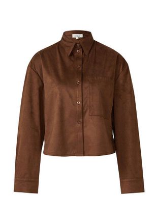 s.Oliver Langarmbluse Bluse Verk&uuml;rzte Hemdbluse in Velours-Optik