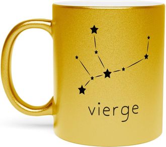 Fabulous Goldener Becher aus Verchromter Keramik - Jungfrau Star Astrologie Sternzeichen Minimalistisch - 325 ml